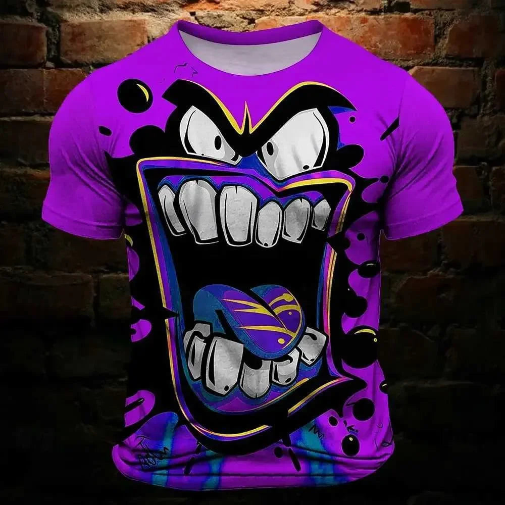 Mens T Shirt Tee Funny Grimace 3D Print Vintage Fashion Cool Crew Neck ...
