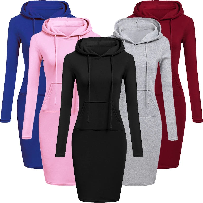 Ladies Dress Autumn Women Hooded Dresses Hoodies Women Sweatshirts Wom ...
